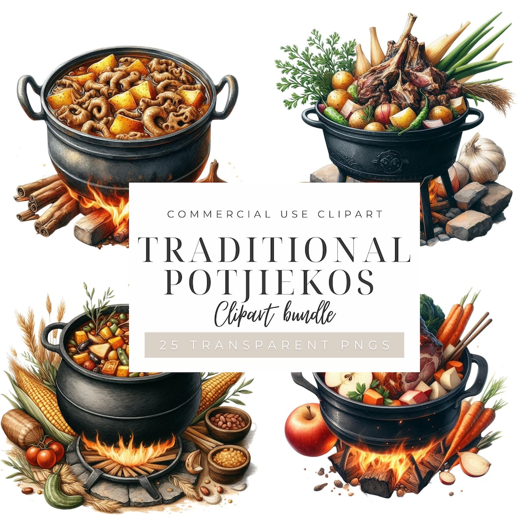 Traditional South African Potjiekos Clipart Bundle | 25 PNG Cast Iron ...