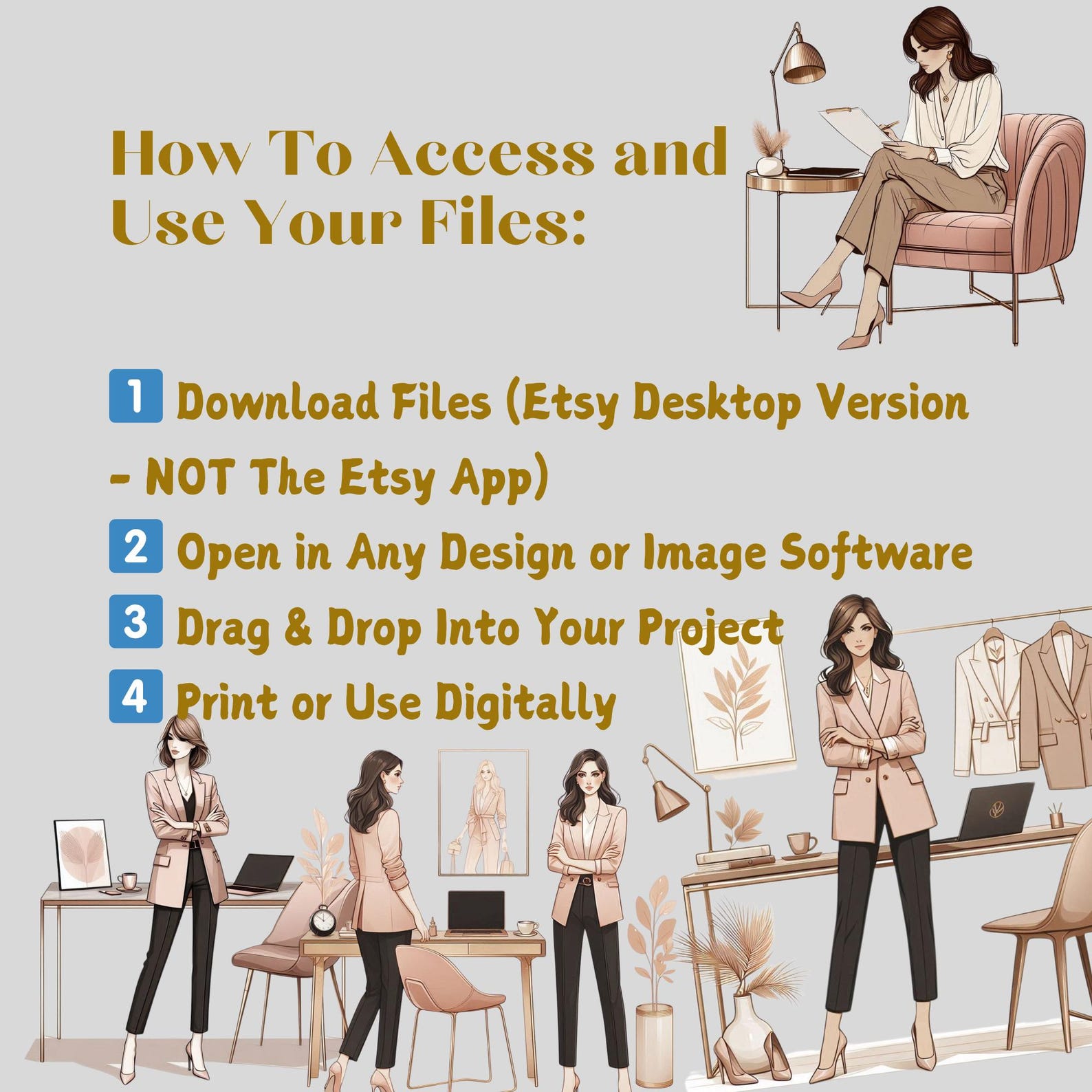 Female CEO Clipart Bundle: Office Chic PNG Graphics (digital Download ...