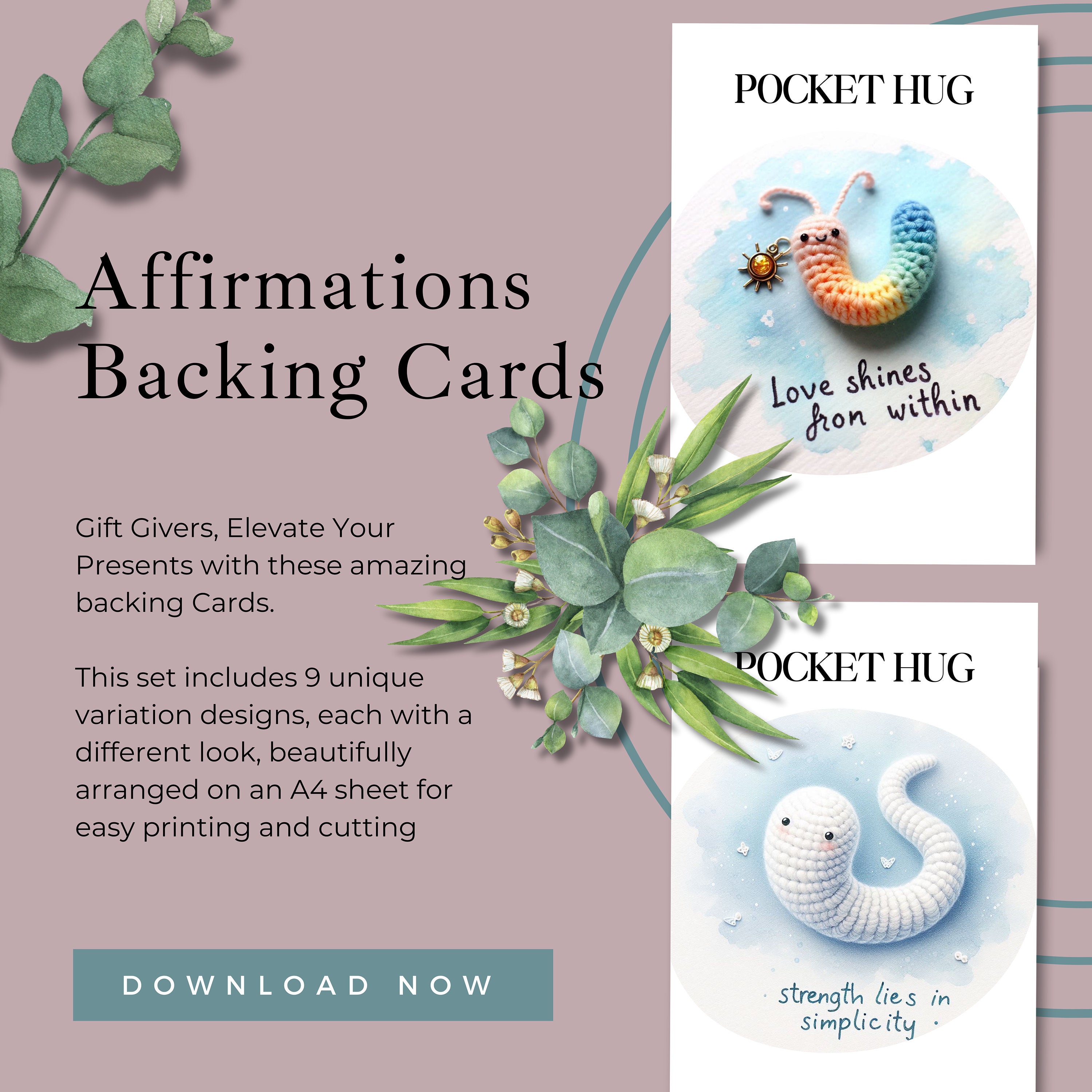 Pocket Hug Card Affirmations Backing Cards Bundle - 9 Unique Designs ...