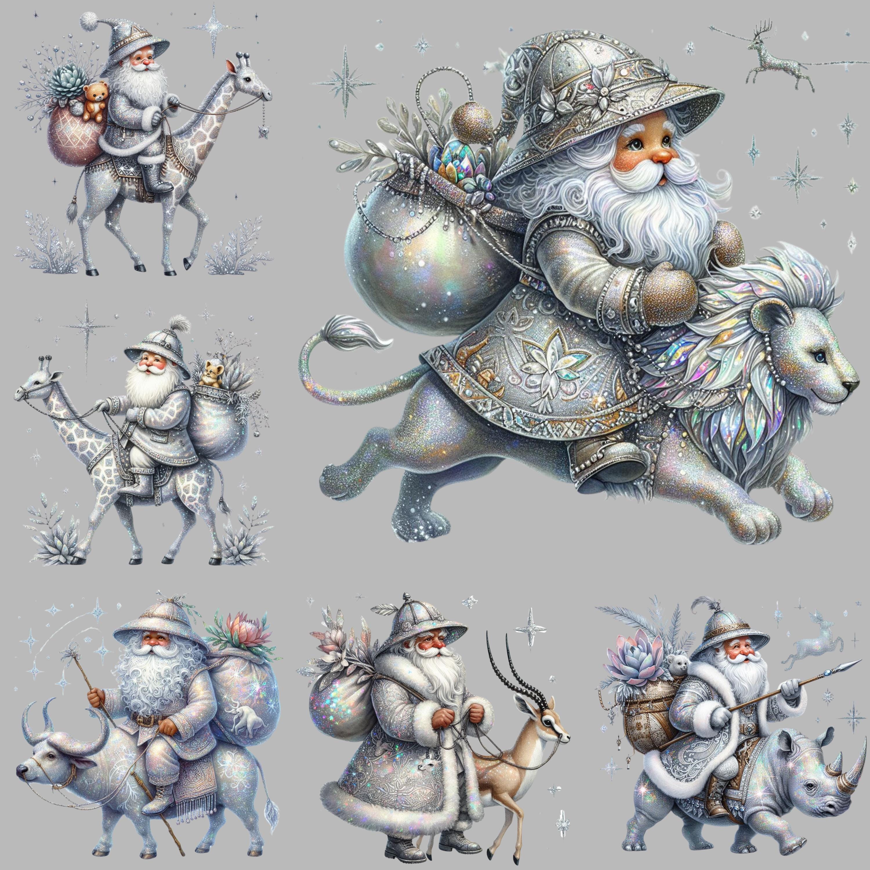 African Santa PNG | Safari Christmas Clipart | Springbok Sleigh Art ...