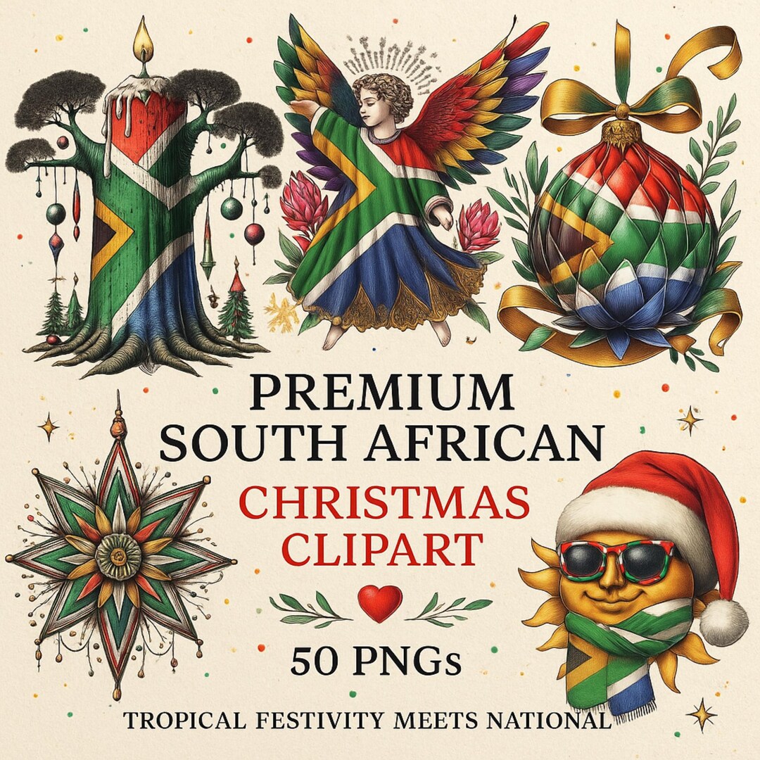 South African Christmas Clipart Bundle Vol.1 | 50 Pngs | Flag & Colours ...