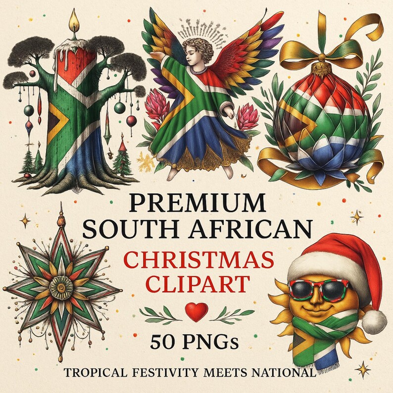 South African Christmas Clipart Bundle Vol.1 | 50 Pngs | Flag & Colours ...