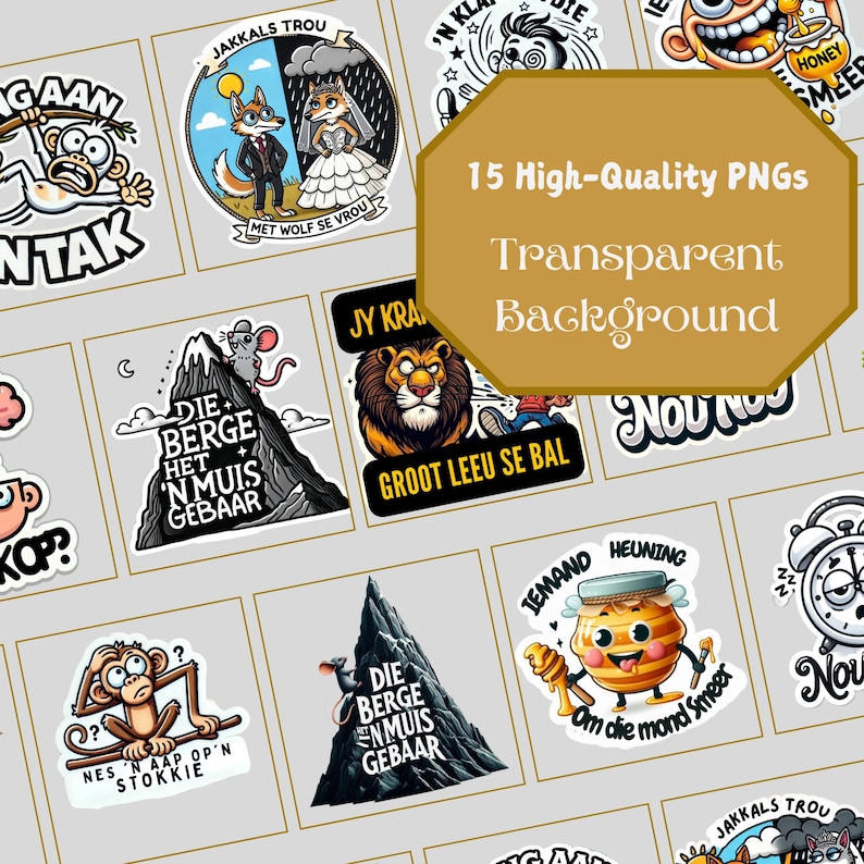 Funny Afrikaans Idiom Stickers: South African Slang Decals (digital ...