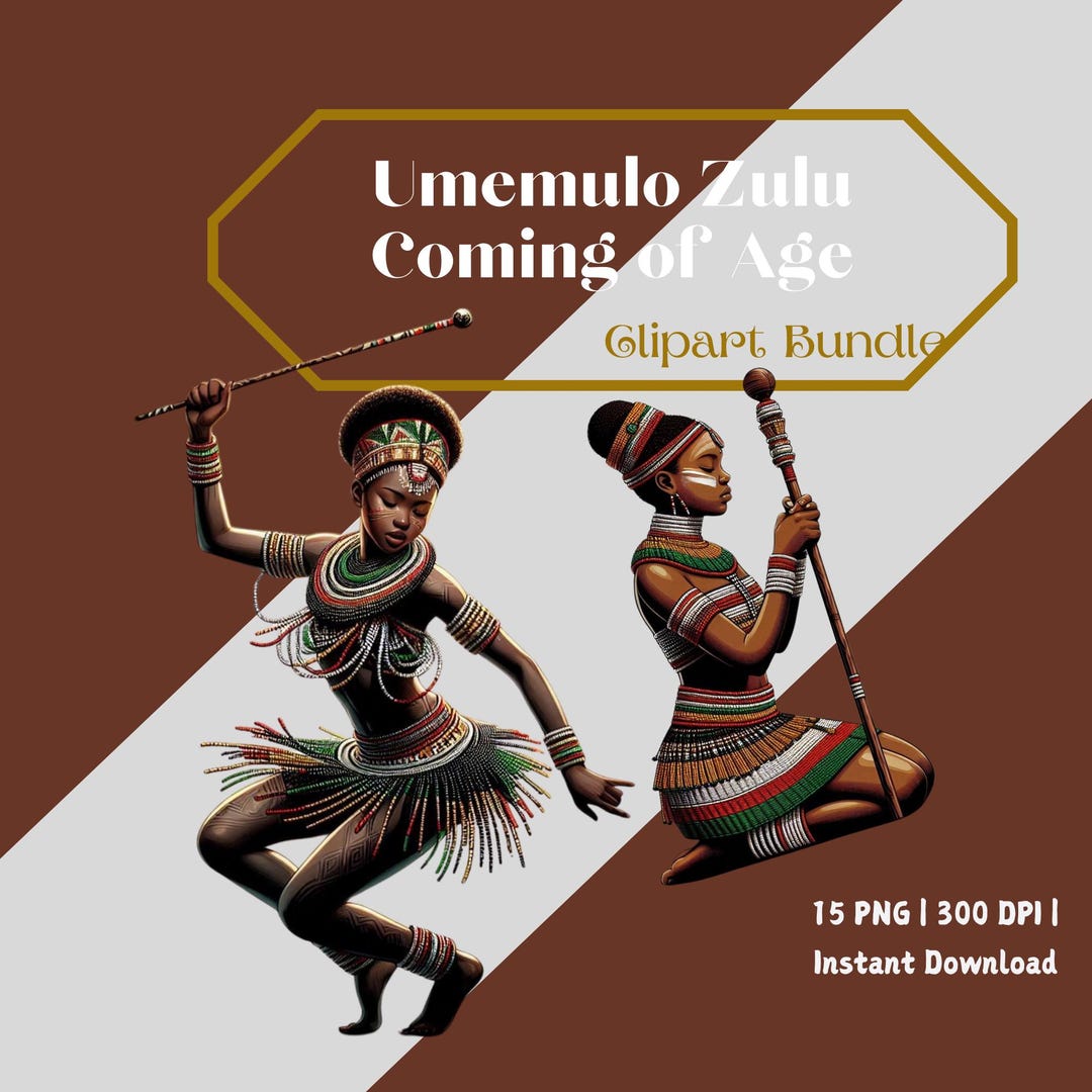 Zulu Umemulo Clipart | 15 Pngs | Traditional South African Ceremony ...