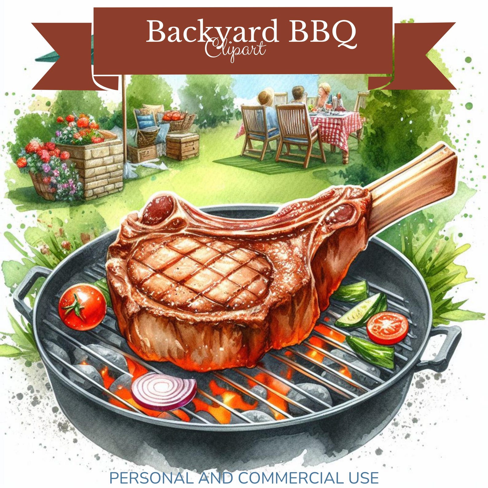 Backyard BBQ Party Clip Art - 30 Summer PNG Graphics - Swimming Pool ...