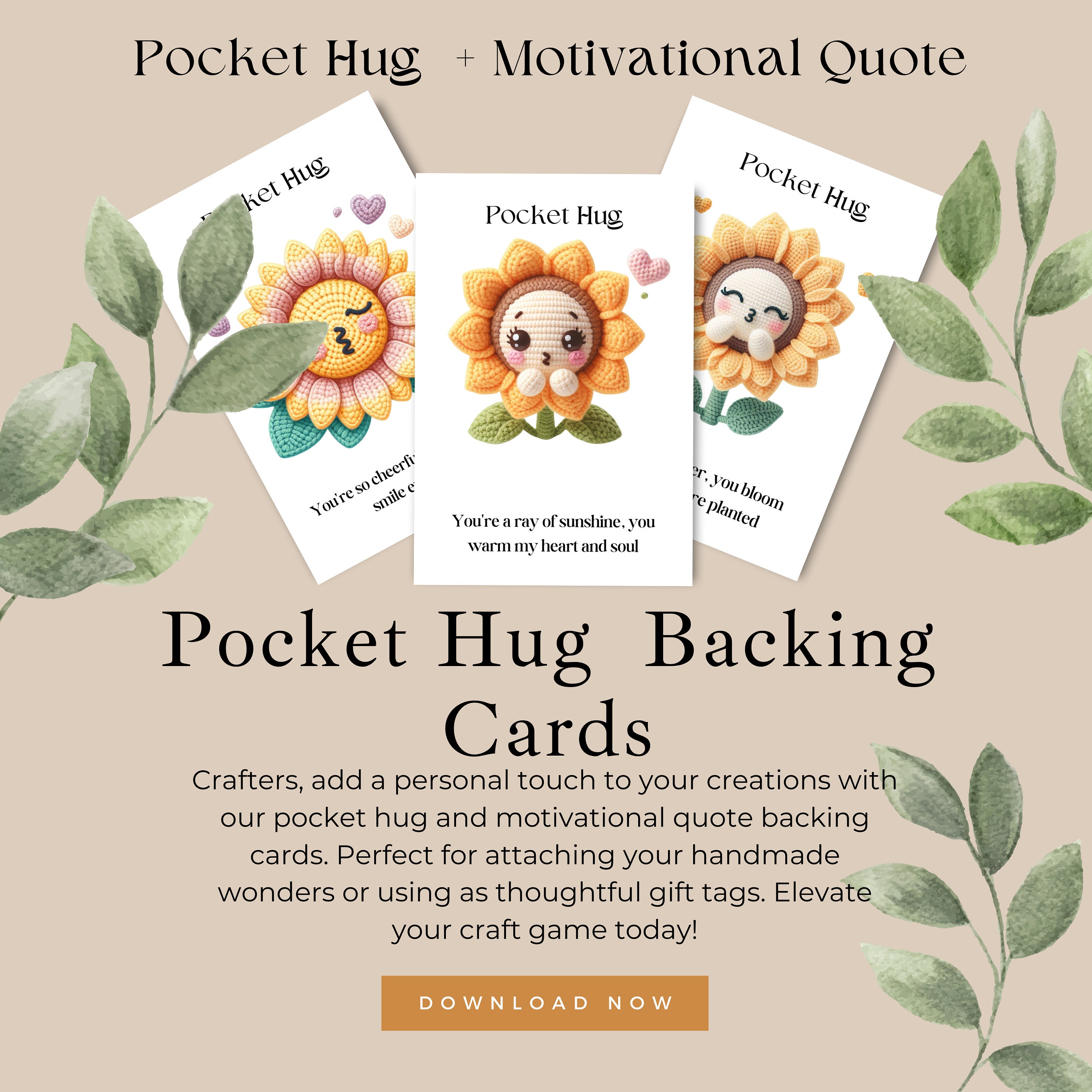 Sunflower Pocket Hug Cards - Printable Smile Gift - Etsy