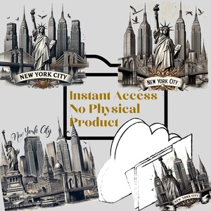 New York City Landmarks Clipart Bundle | Statue of Liberty, Empire ...