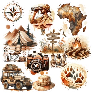 Safari Adventure Clipart Essentials Pack 24 High-resolution Pngs ...