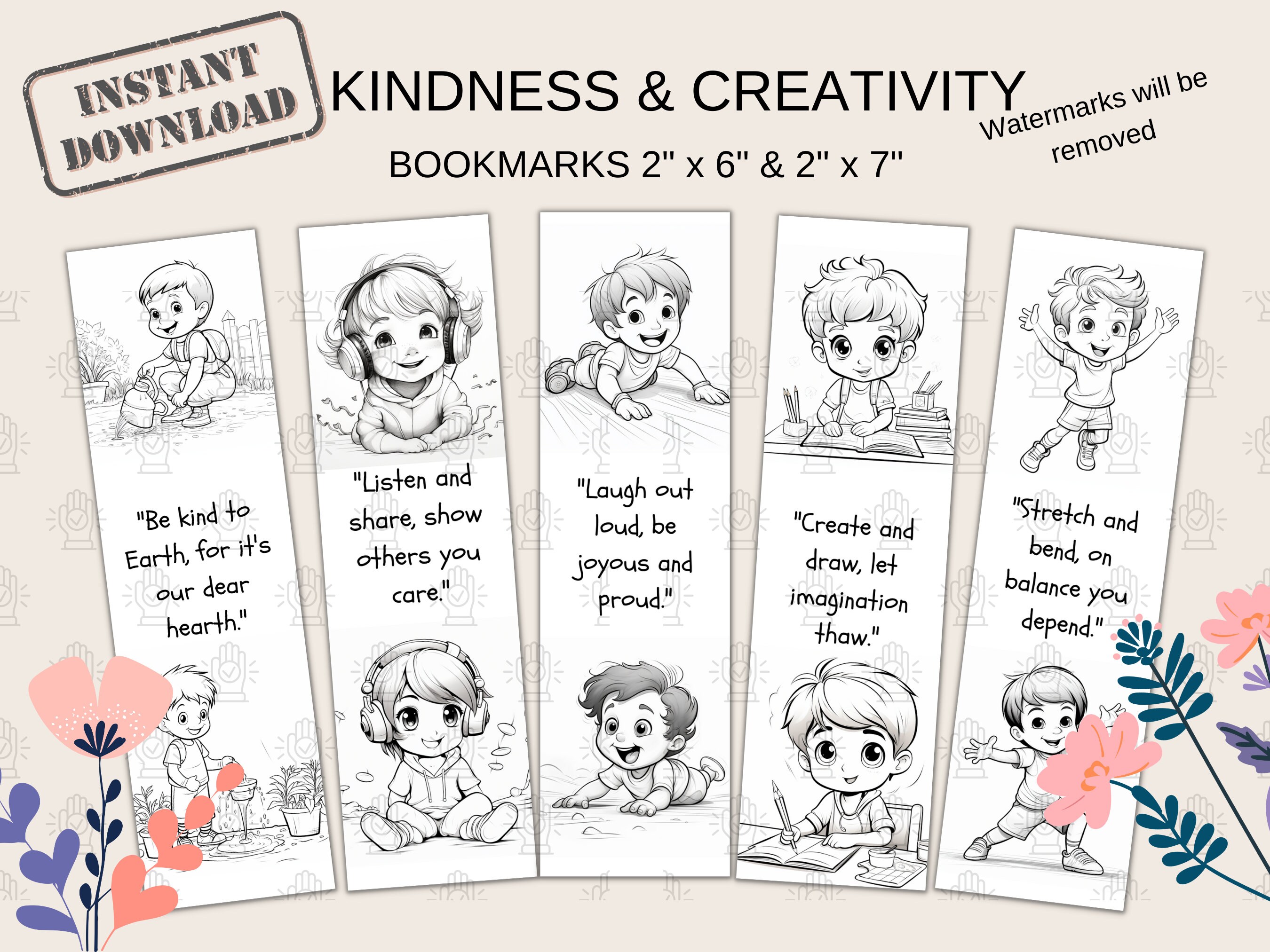 10 Coloring Bookmarks Positive Living Collection Uplifting Rhyme ...