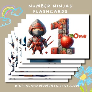 Number Flashcards Ninja Themed - 20 Printable Cards for Learning ...
