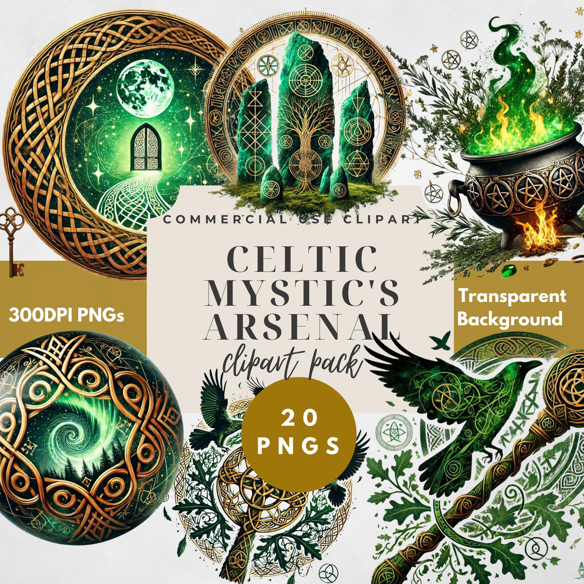 Celtic Druid Clipart Bundle, Double Exposure PNG, Mystical Cauldron Art ...