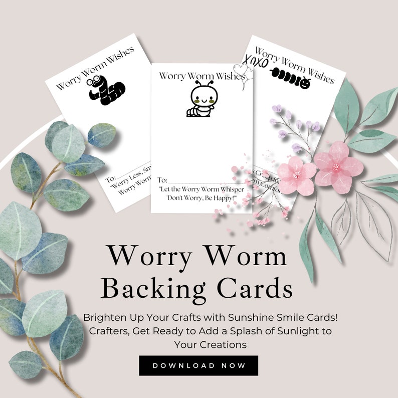 Worry Worm Pocket Hug Cards: Anxiety Gift Tags (digital Download) - Etsy