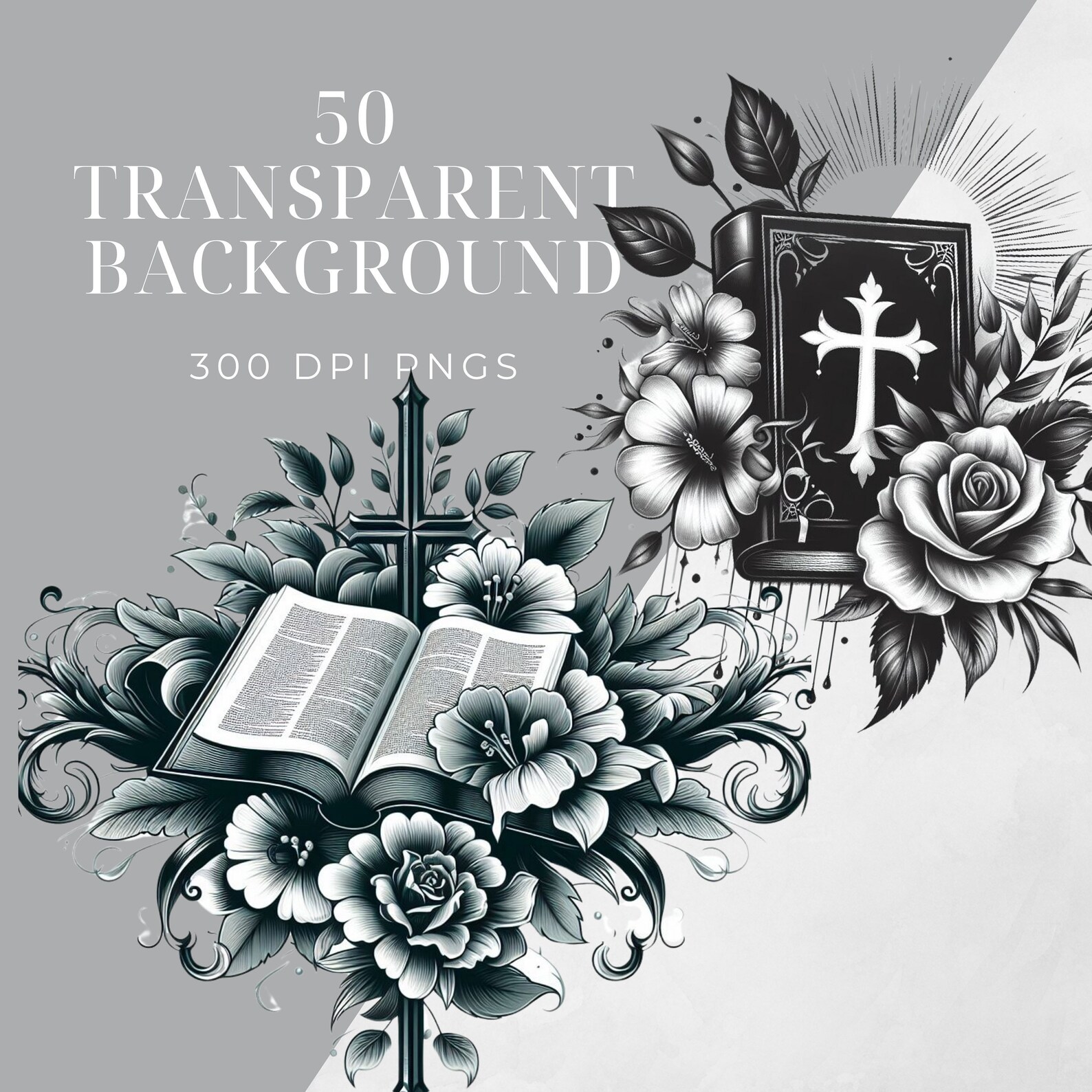Divine Ink: 50 Bible-themed Tattoo Illustrations (PNG, 300 DPI ...