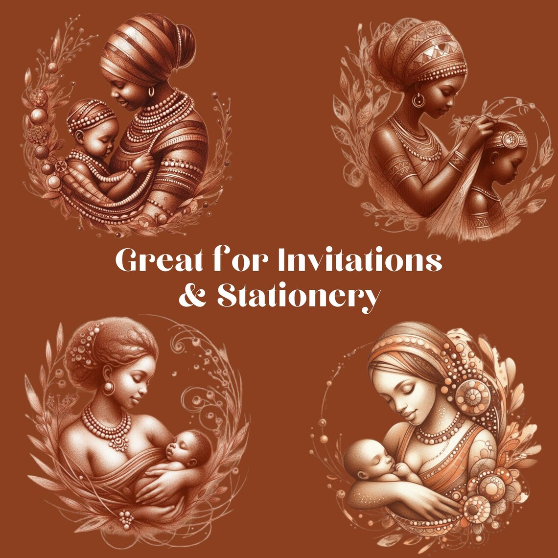 South African Motherhood Clipart: Zulu Xhosa Sotho Art (digital ...