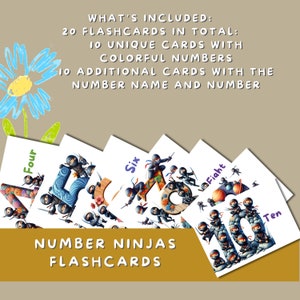 Number Flashcards Ninja Themed - 20 Printable Cards for Learning ...
