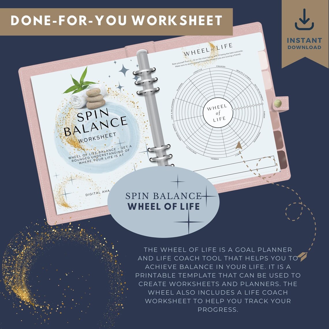 Spin Balance Wheel of Life INSTANT DOWNLOAD Coaching Resource, Balance ...