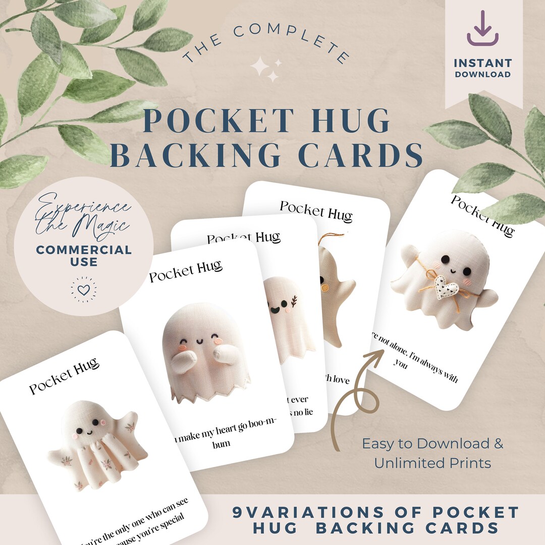 Spooky Ghost Backing Cards Cute Quotes for Pocket Hugs Printable DIY ...