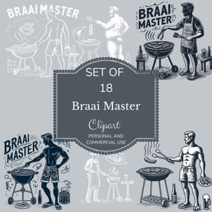 South African Braai Master Clipart Bundle: BBQ Graphics (digital ...
