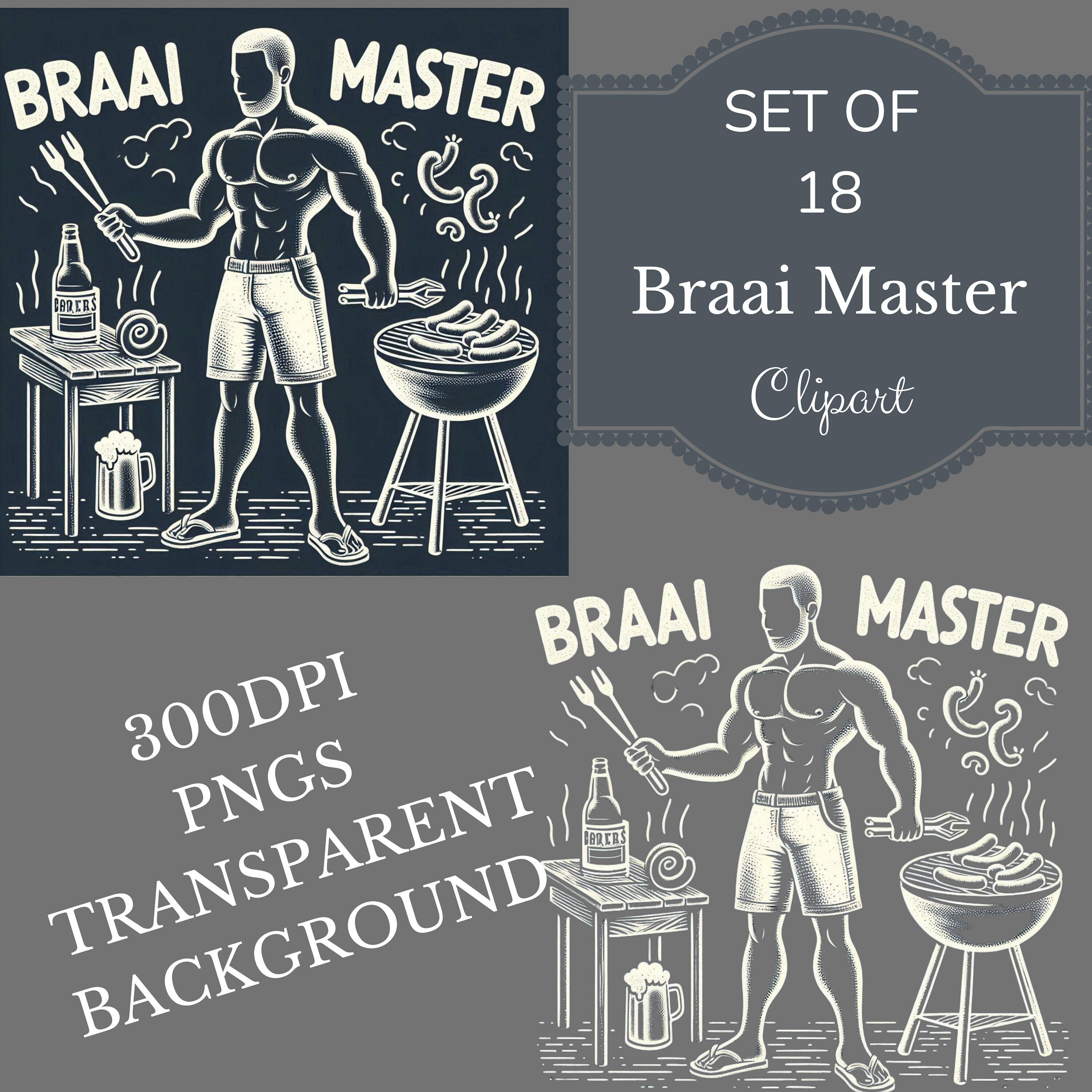 South African Braai Master Clipart Bundle: BBQ Graphics (digital ...