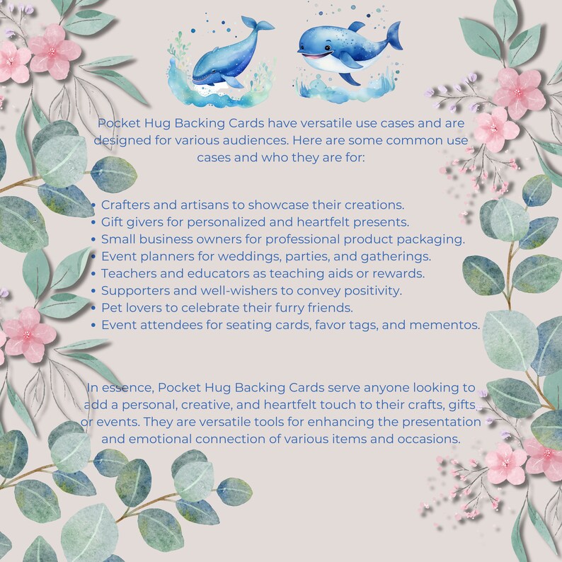 Whale Pocket Hug Cards: Uplifting Gift Cards (digital Download) - Etsy ...