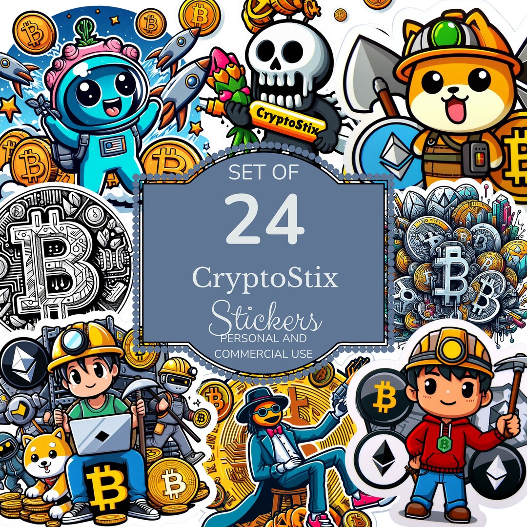 Cryptocurrency Stickers Pack - 24 Fun Cryptostix Designs - Planner ...