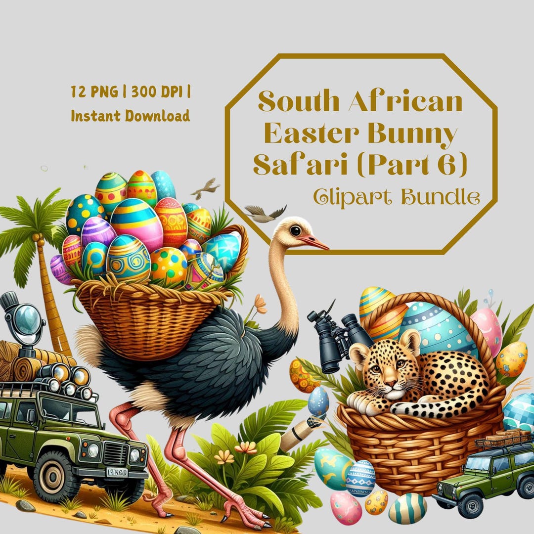 South African Easter Bunny Safari Clipart: Wildlife Pngs (digital ...