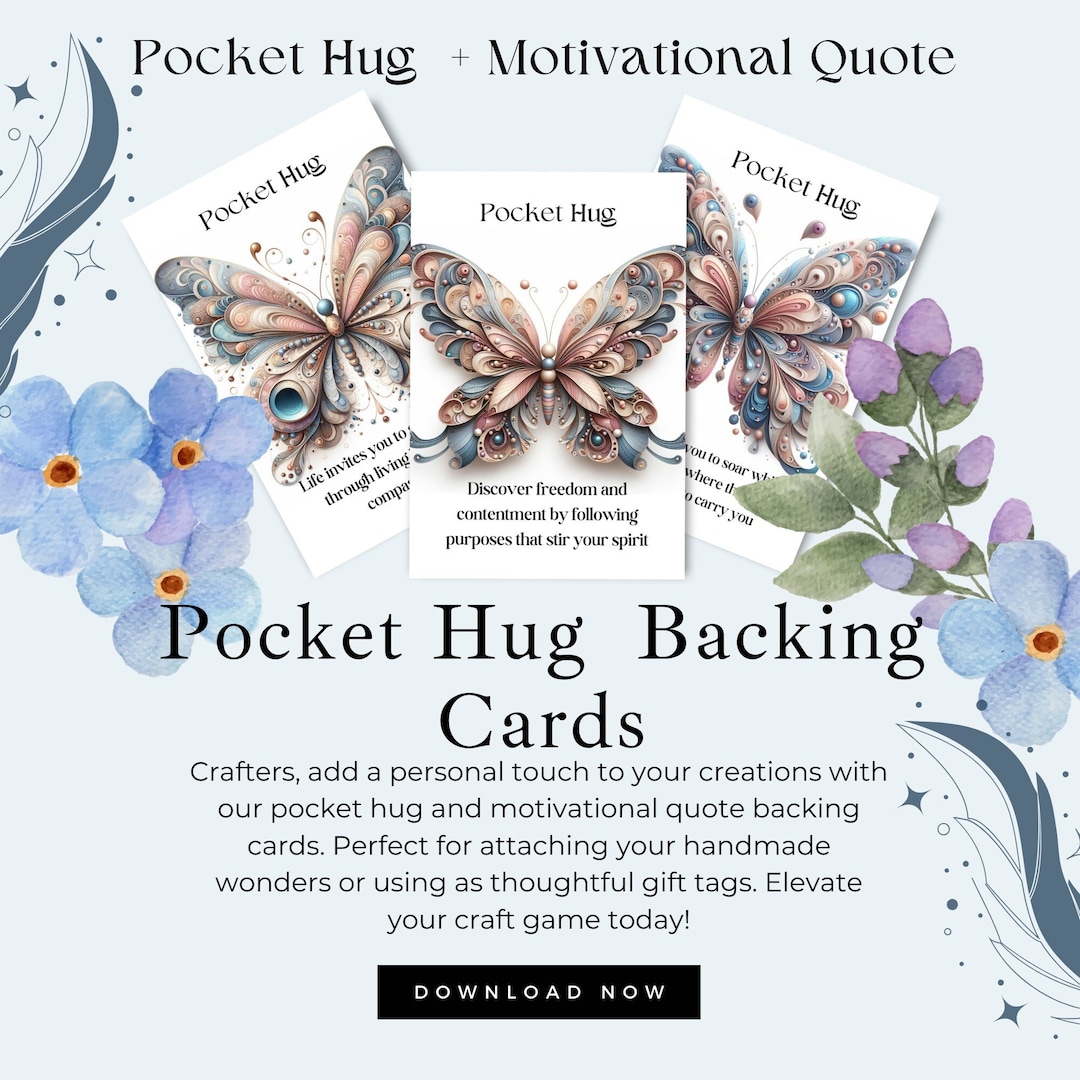 Blissful Butterflies Pocket Hug Backing Cards Set of 9 Inspirational ...