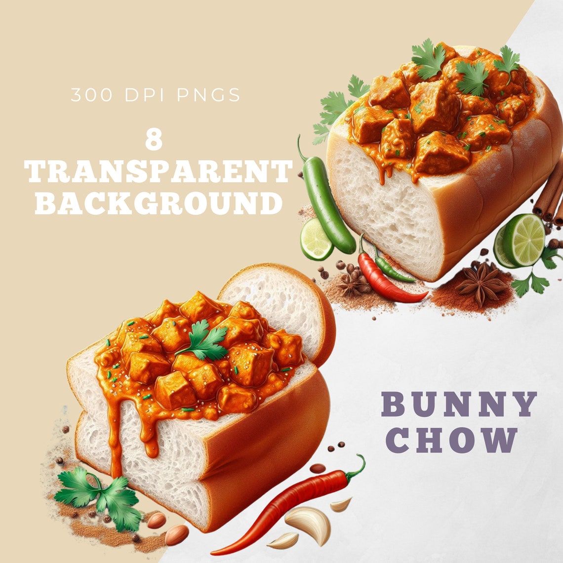 Bunny Chow Clipart Bundle: South African Curry Design (digital Download ...