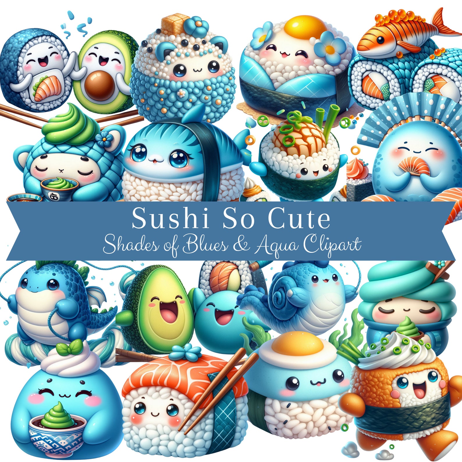 Kawaii Sushi Squishmallow Graphics - 40 Clip Art Images, Instant PNG ...
