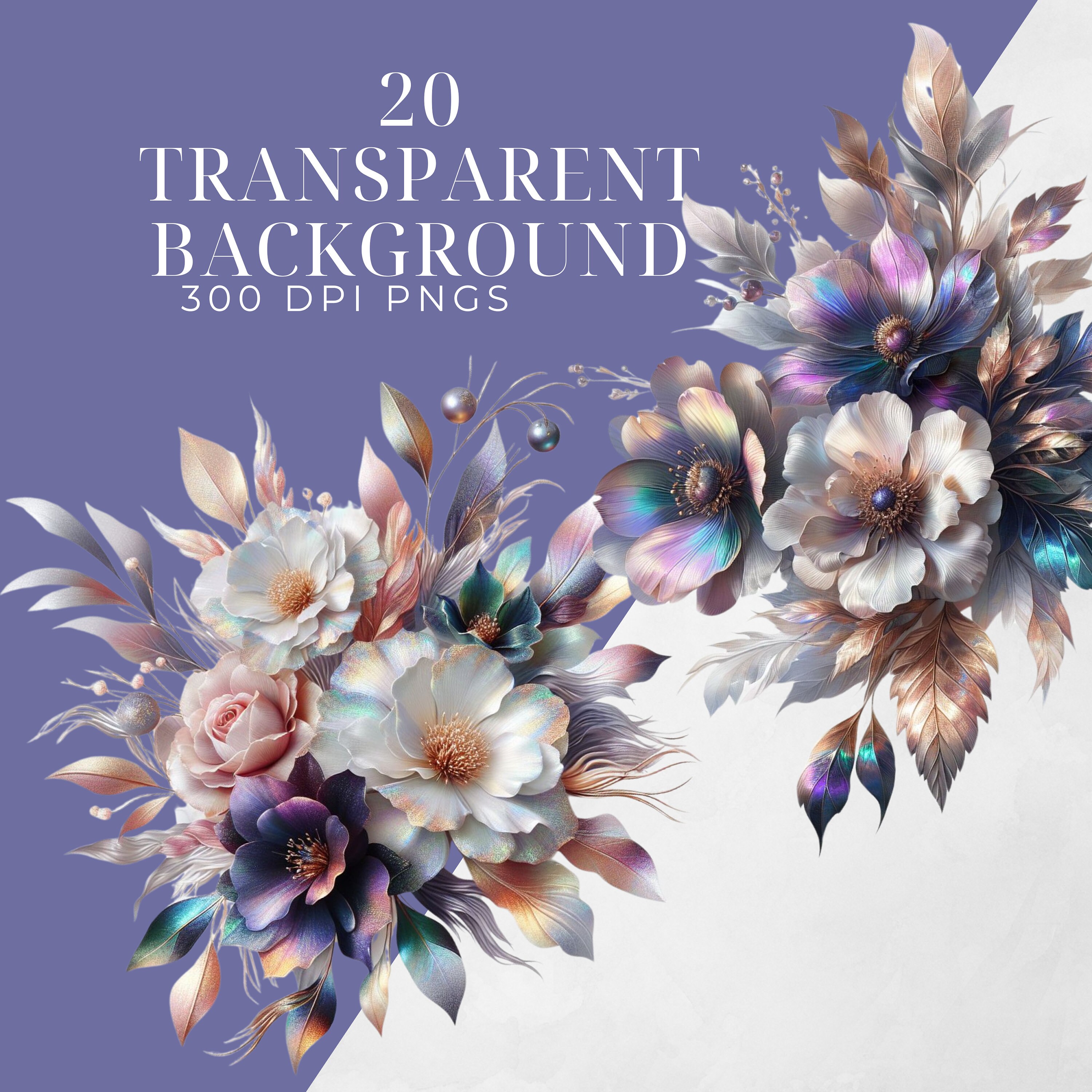 Ethereal Blooms Clipart Bundle | 20 Pngs | Transparent Background | 300 ...