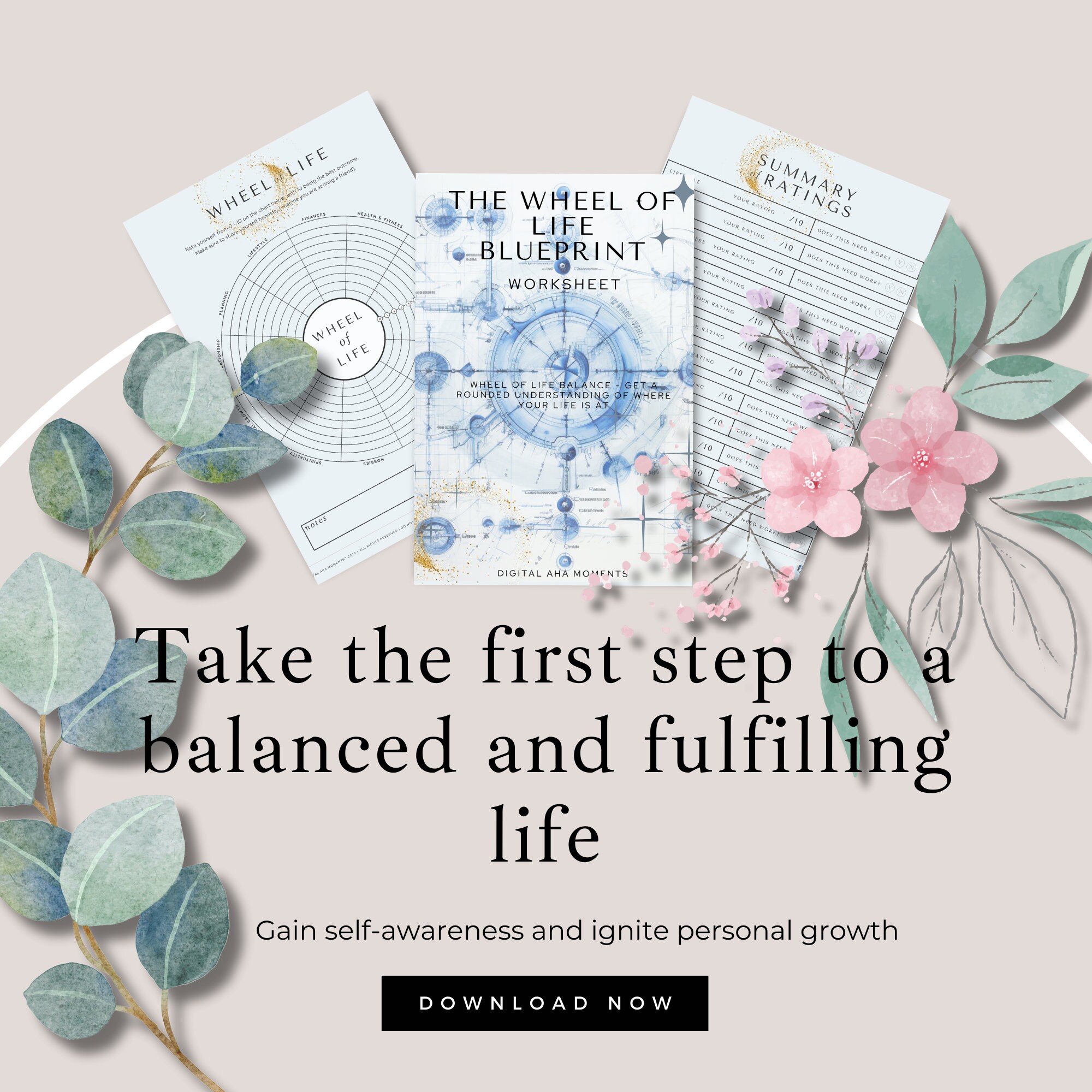 The Wheel of Life Blueprint Worksheet - Instant Download - Self ...