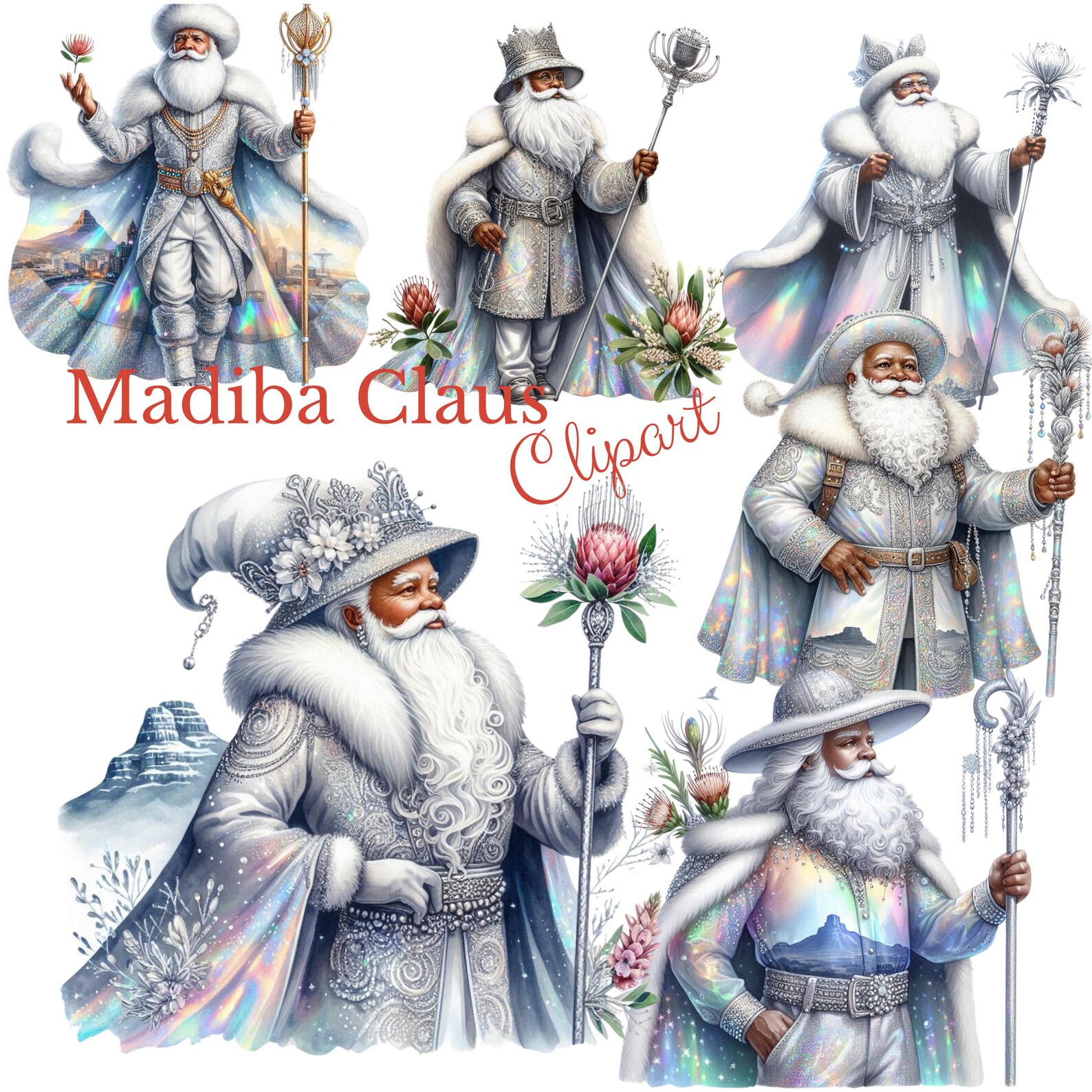 Mandela Santa PNG | South African Christmas Clipart | Madiba Claus Art ...