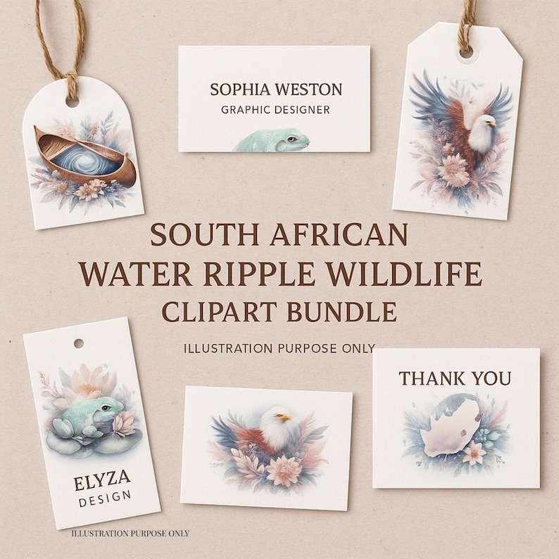 South African Water Ripple Wildlife Clipart, Magical Animal Double ...