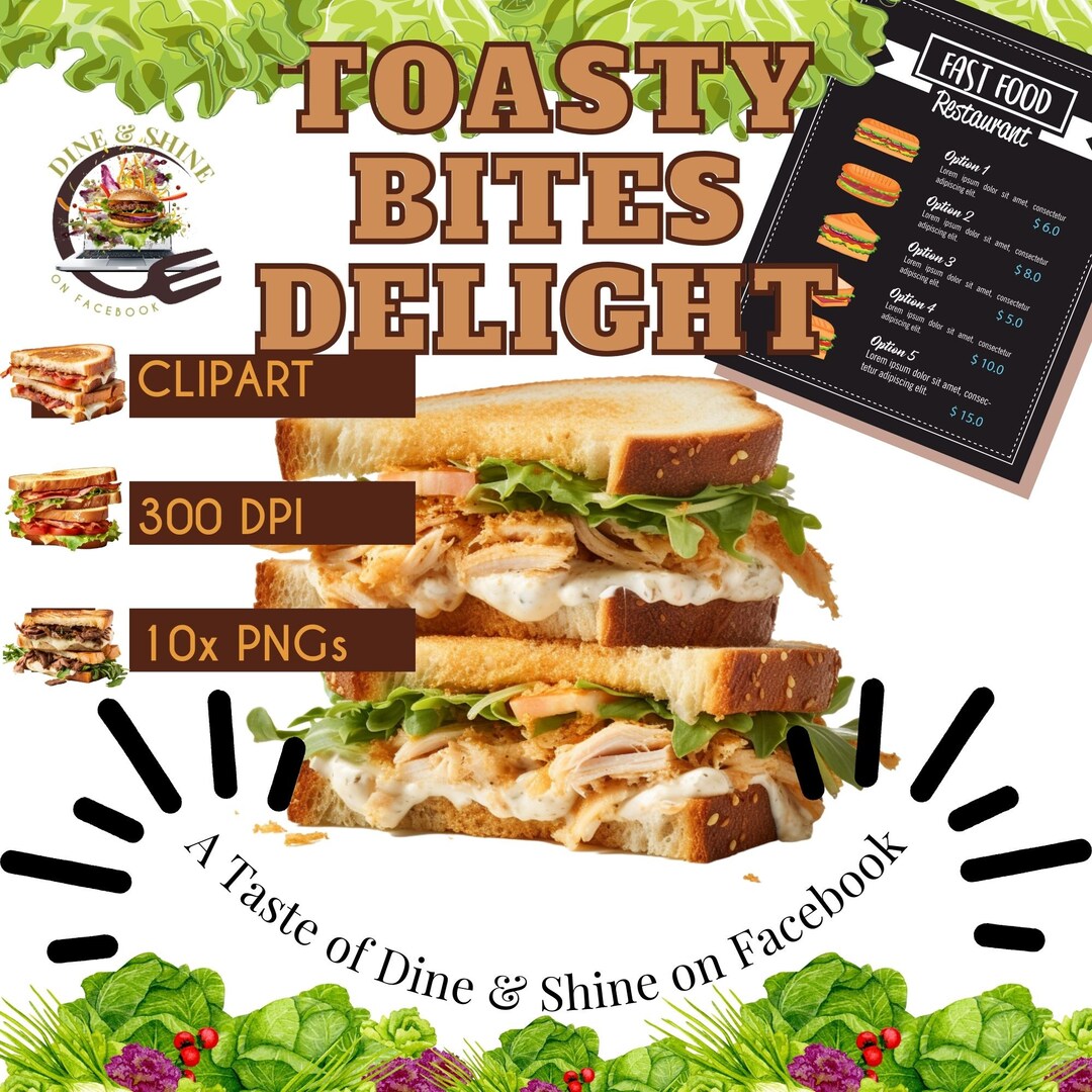 Menu Design Toasted Sandwich Clipart - Toasty Bites Delight High-res ...