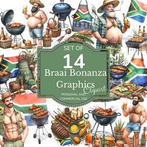 Braai Clipart Bonanza Graphics - 14 BBQ Clipart Pngs - Digital Download ...
