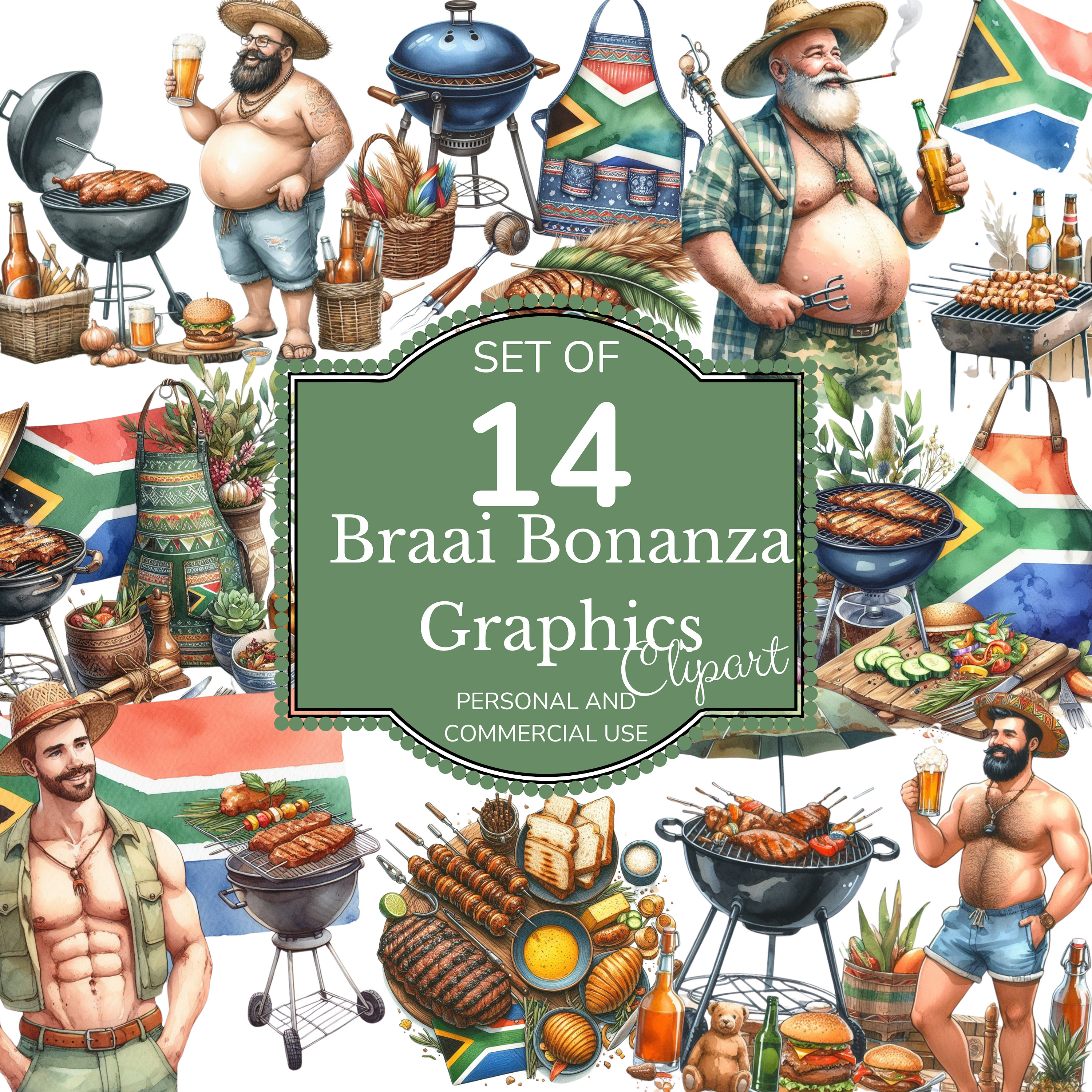 Braai Clipart Bonanza Graphics - 14 BBQ Clipart Pngs - Digital Download ...