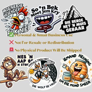 Funny Afrikaans Idiom Stickers: South African Slang Decals (digital ...