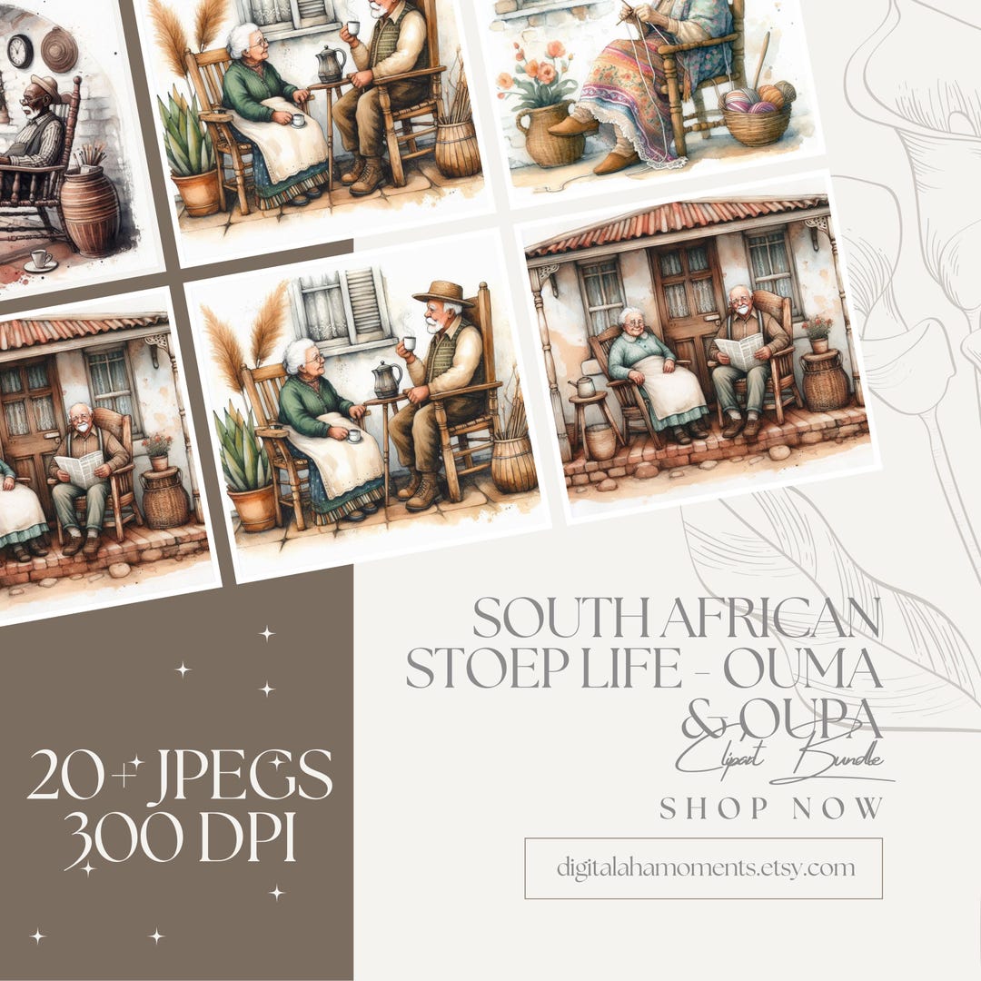 Ouma & Oupa Clipart: South African Grandparent Watercolor Jpegs ...