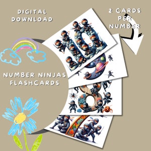 Number Flashcards Ninja Themed - 20 Printable Cards for Learning ...