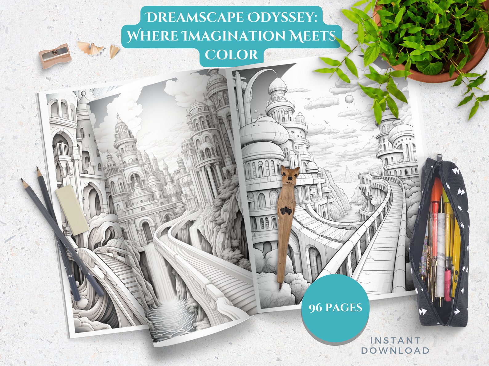 Dreamscape Odyssey Colouring Book Surreal Landscapes for Imagination ...