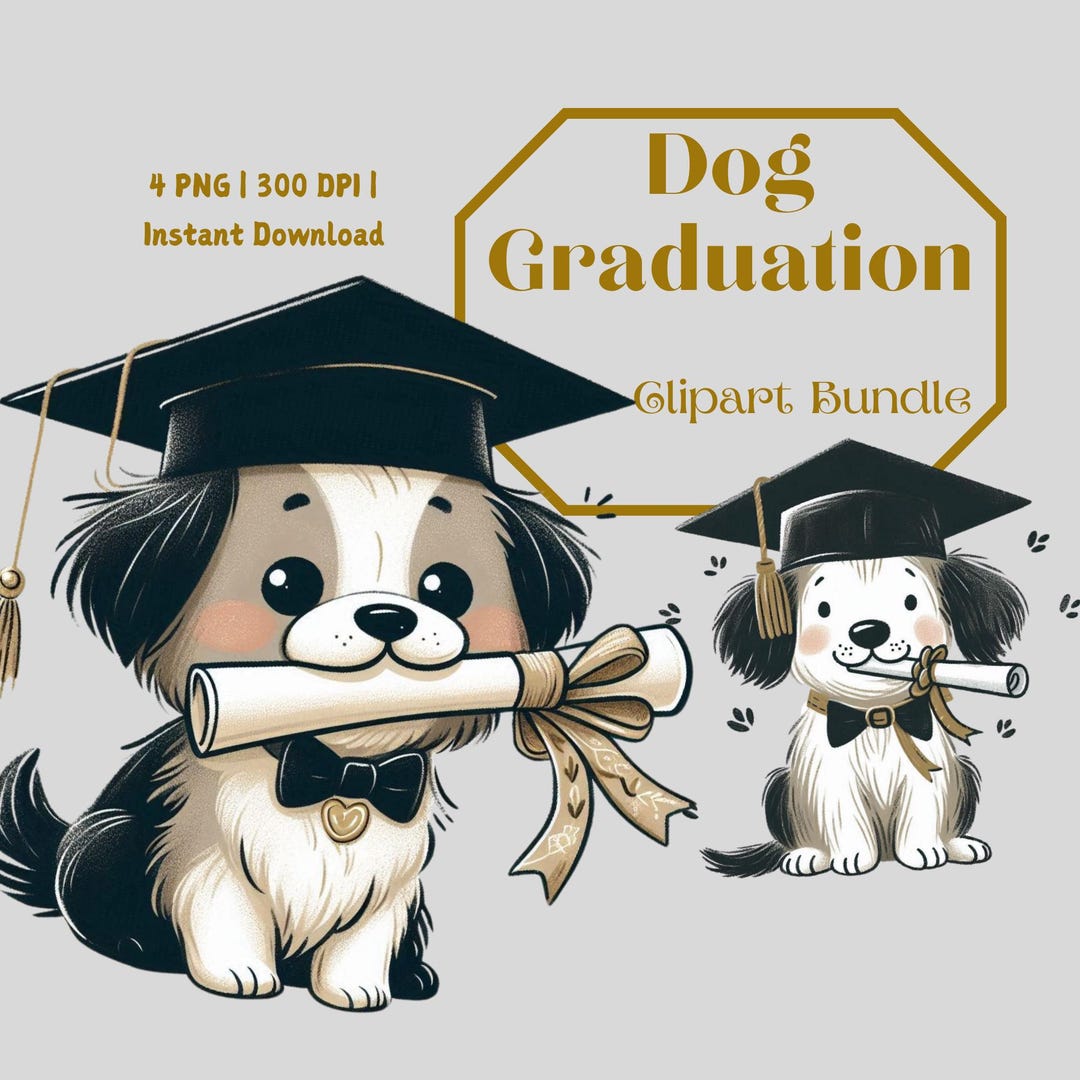Graduation Dog Clipart, Cute Puppy Diploma PNG, Graduation Sublimation ...
