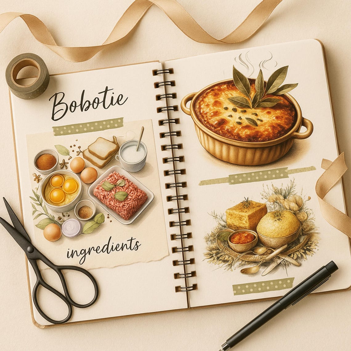 South African Bobotie Clipart Bundle: Modern Food Illustrations ...