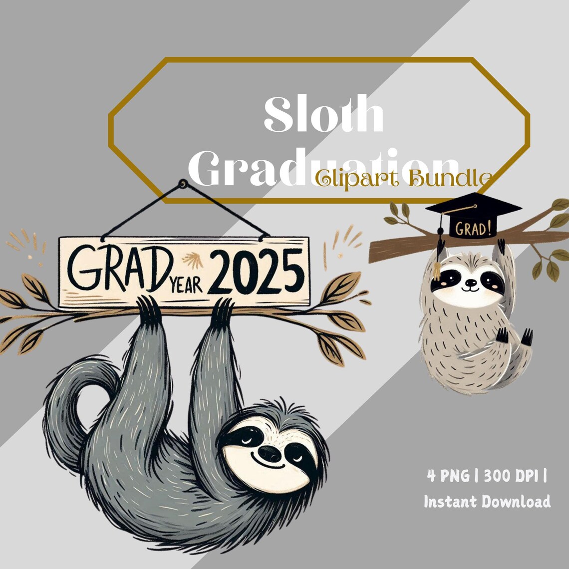 Sloth Graduation Clipart: Funny Lazy Grad PNG SVG (digital Download) - Etsy