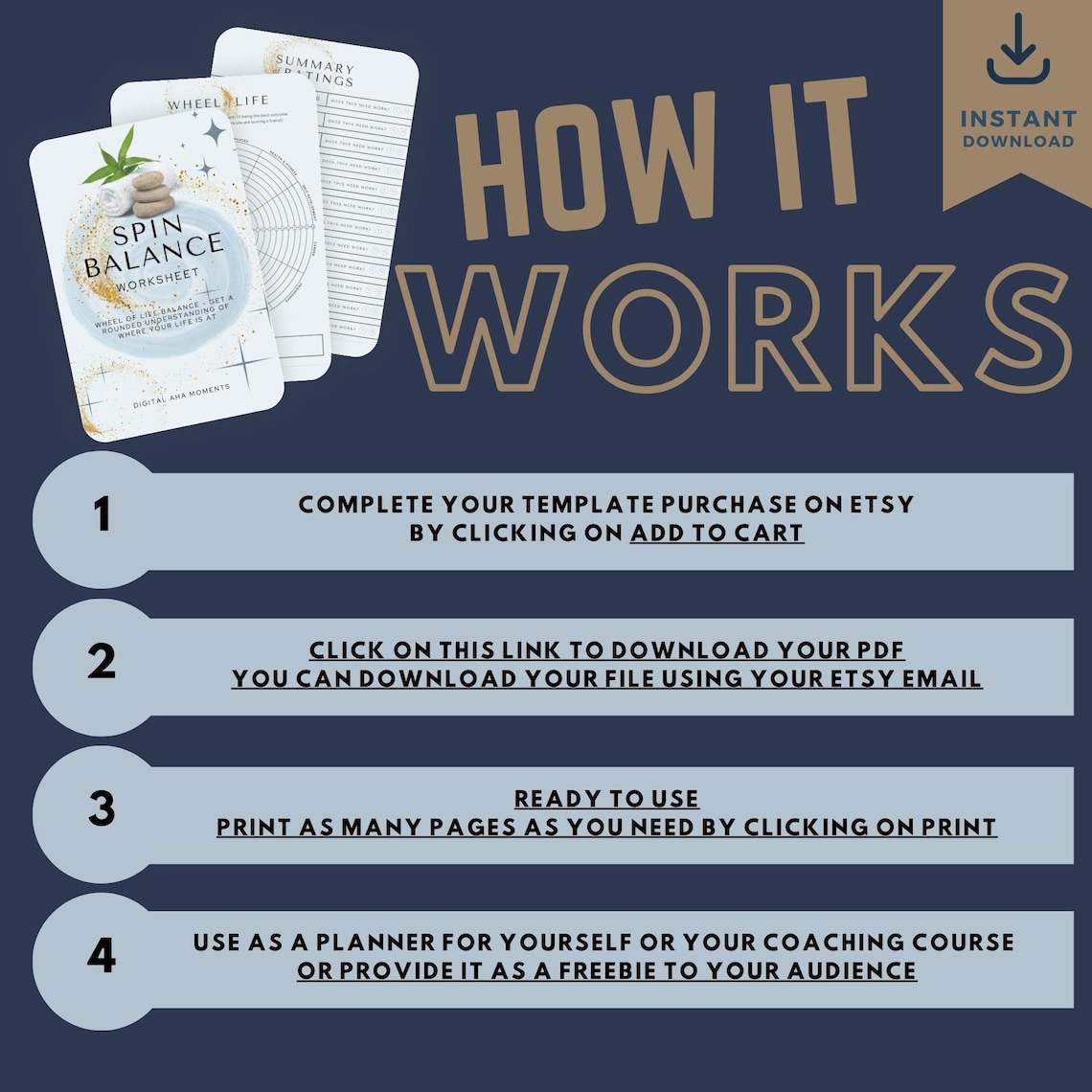 Spin Balance Wheel of Life INSTANT DOWNLOAD Coaching Resource, Balance ...