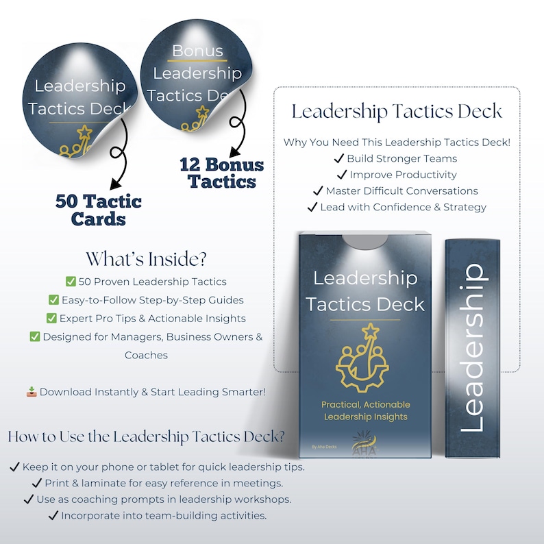Leadership Tactics Deck: 50+ Coaching Cards (printable PDF) - Etsy