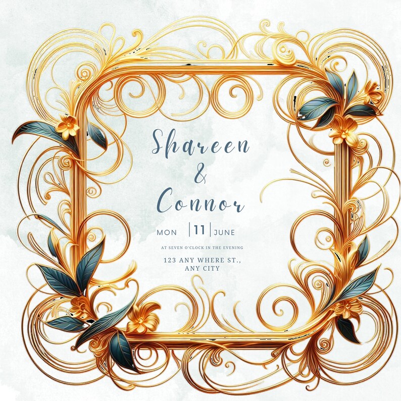 Thin Gold Frames - 8 Digital Downloads 8 High-resolution Clipart Images ...