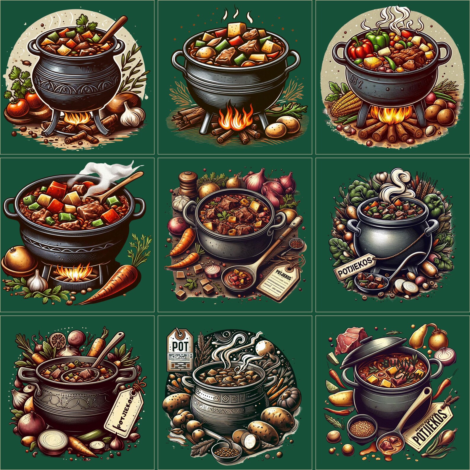 Traditional South African Potjiekos Clipart Bundle | 8 PNG Images ...