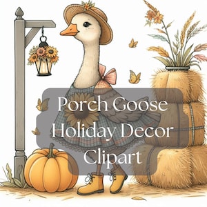 Porch Goose Holiday Decor Clipart: Seasonal PNG Bundle (digital ...