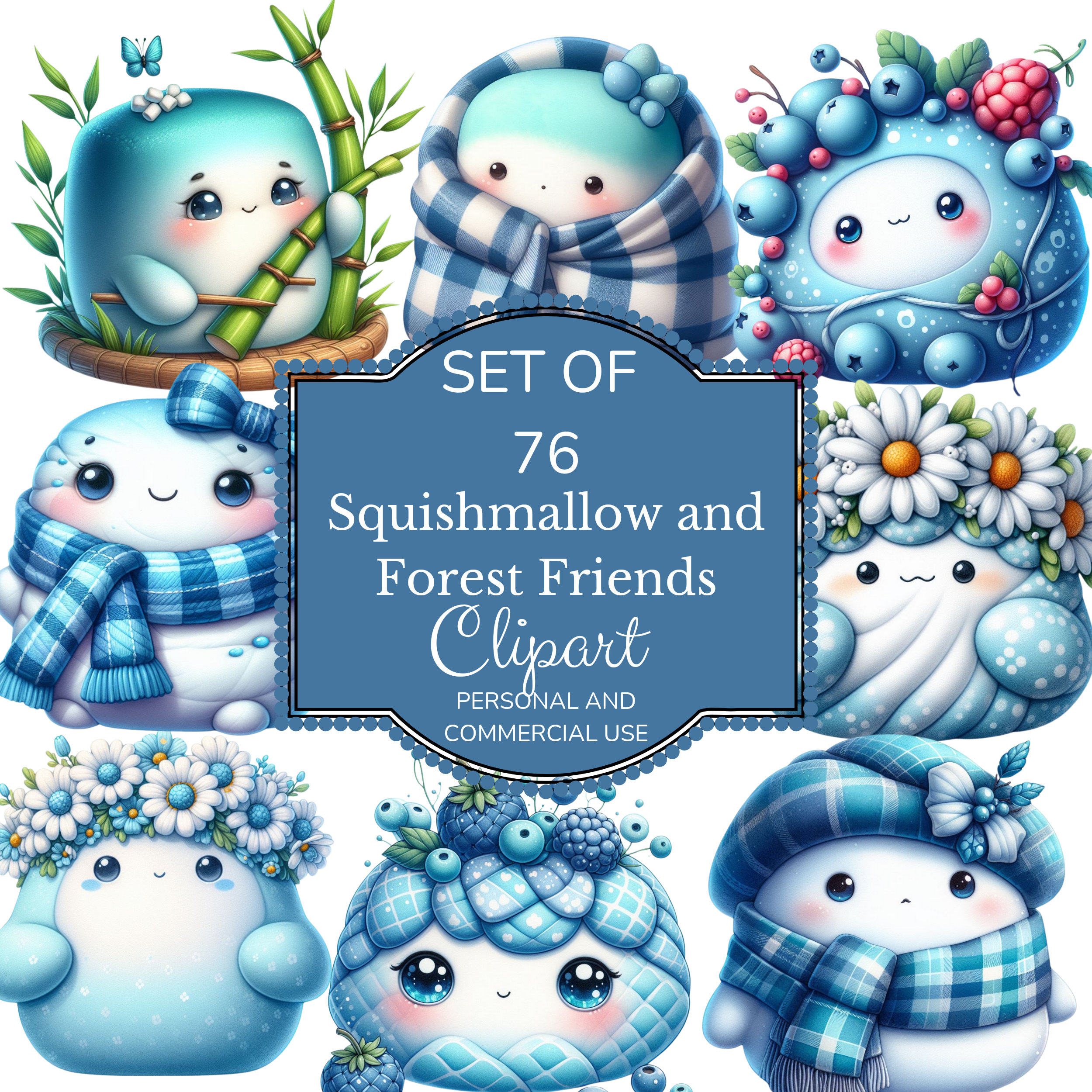 Squishmallow Forest Animals Clip Art 76 Cute Critter Illustrations ...