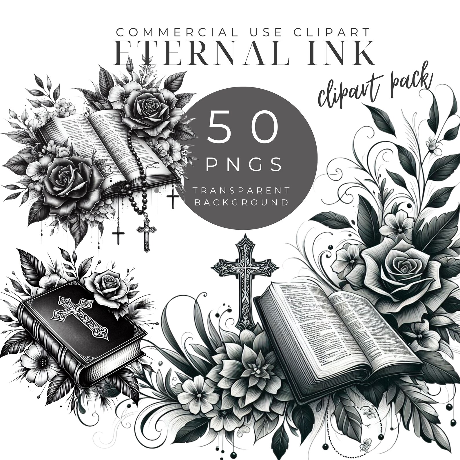 Divine Ink: 50 Bible-themed Tattoo Illustrations (PNG, 300 DPI ...